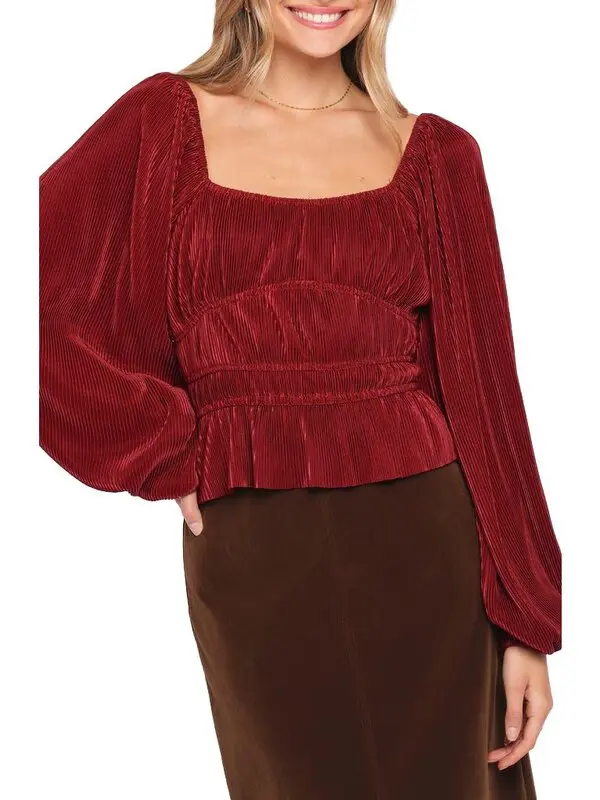 PETAL & PUP Ceppia Plissé Top - Burgundy