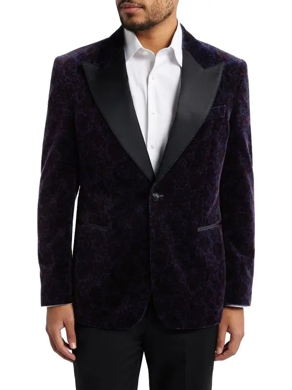 Zanella Broadway Floral Velvet Dinner Jacket - Navy
