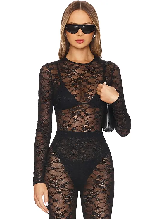 CULTNAKED Lace Skin Bodysuit - Onyx