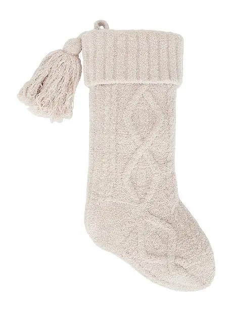 Barefoot Dreams Cozychic Holiday Cable Stocking - Stone