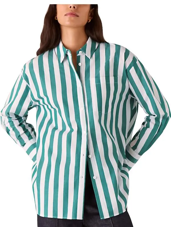 Whistles Oversized Striped Shirt - Green/multi