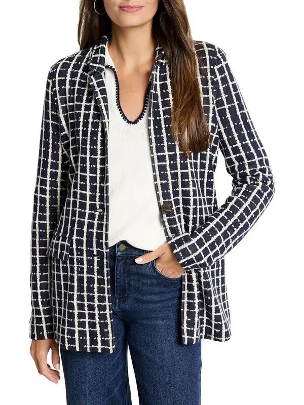 NIC+ZOE Plaid Longline Blazer - Indigo Multi