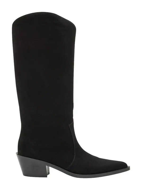 GIANVITO ROSSI Suede Tall Western Boots - Black