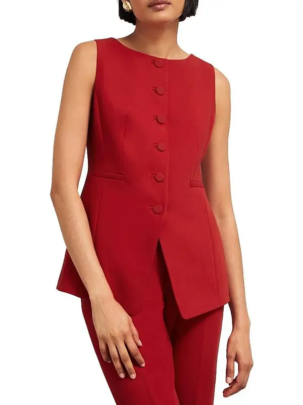 HOBBS LONDON Nova Buttoned Vest - Pomegranat