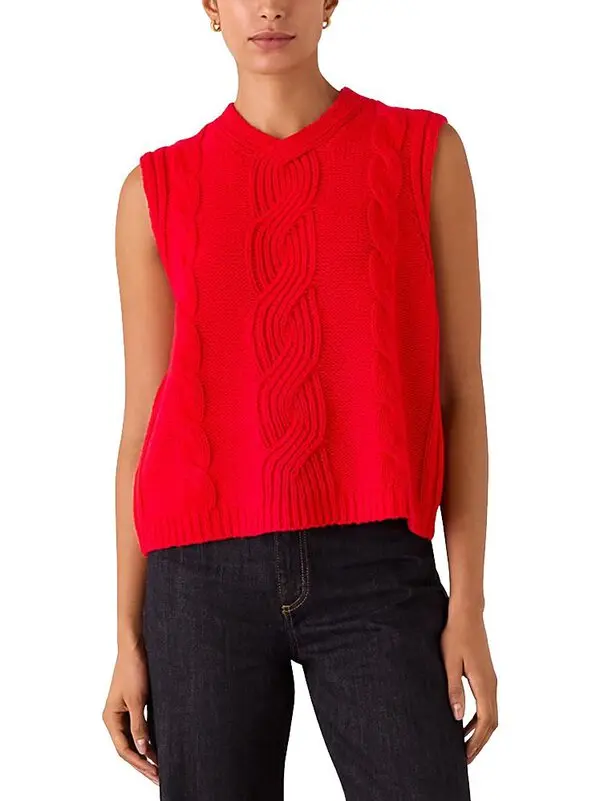 Whistles Cable Knit Sleeveless Sweater - Red