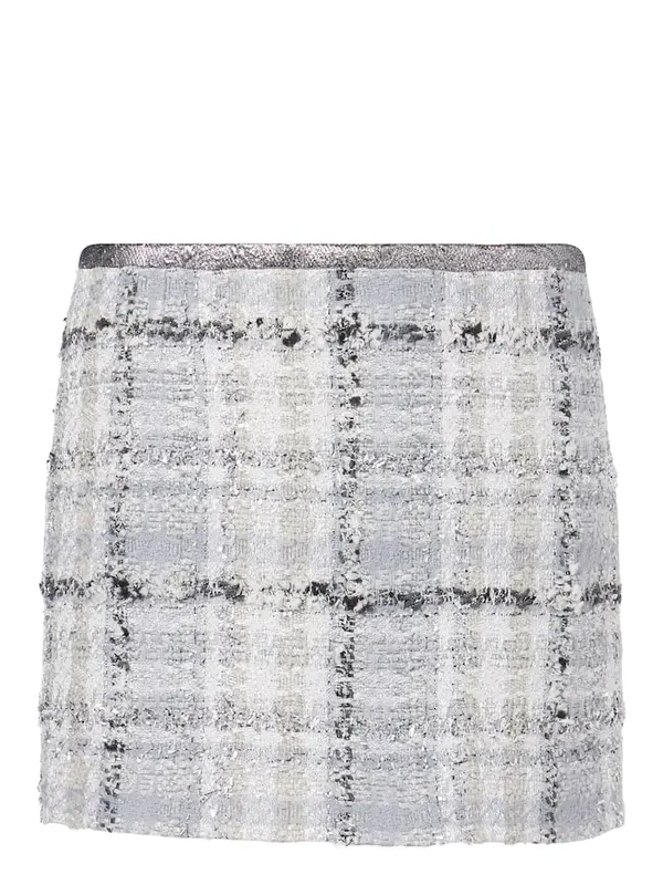 Dolce & Gabbana Checked Low-rise Lamé Tweed Miniskirt - Grey