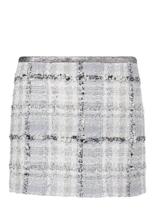 Dolce & Gabbana Checked Low-rise Lamé Tweed Miniskirt - Grey