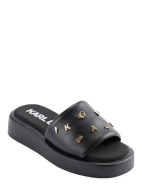 Karl Lagerfeld Paris Karl Lagerfeld Opal Studded Platform Slides - Black With Studs