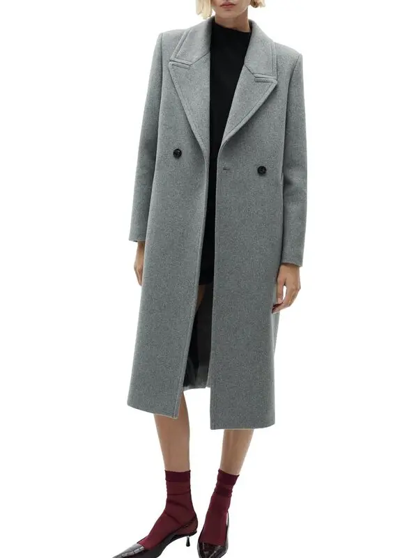 Mango Double-breasted Coat - Grey