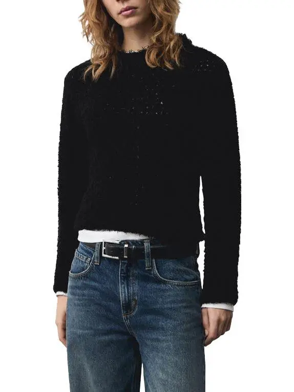 Mango Fur-effect Pullover Sweater - Black