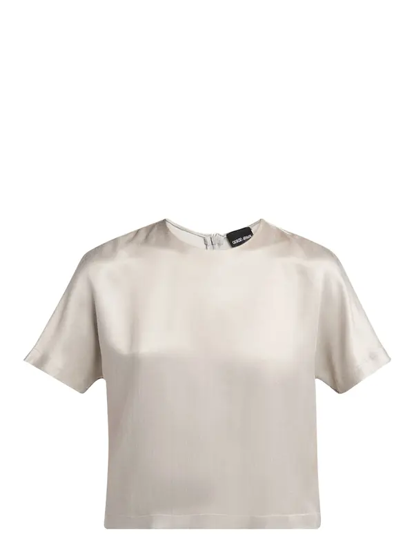 Giorgio Armani Cupro Short-sleeve Blouse - Silver