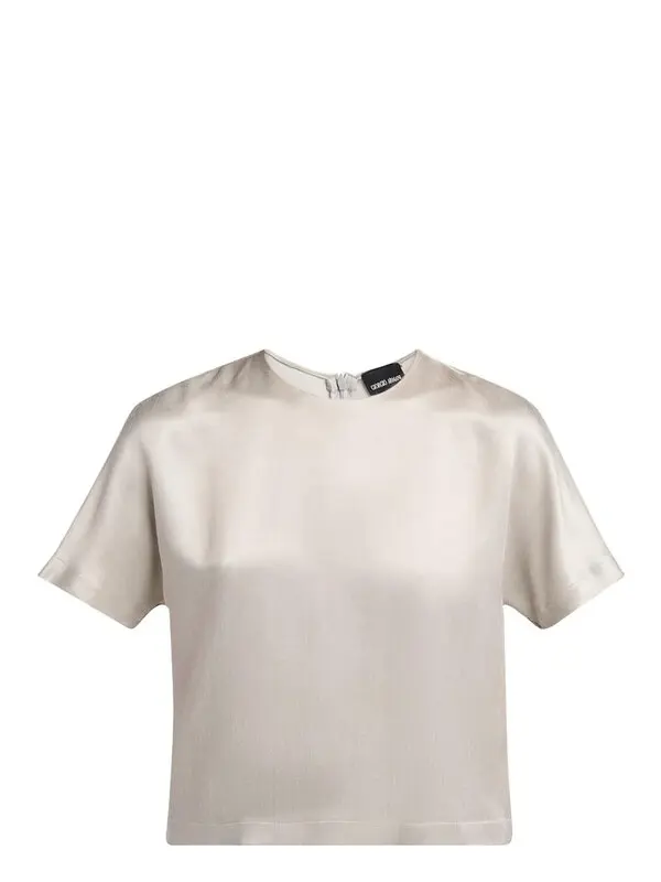 Giorgio Armani Cupro Short-sleeve Blouse - Silver