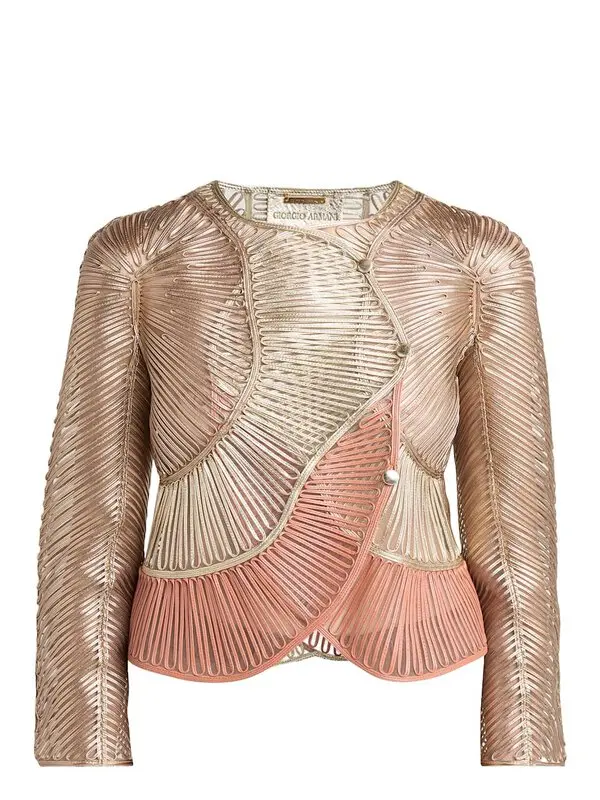 Giorgio Armani Metallic Soutache Leather Jacket - Multi
