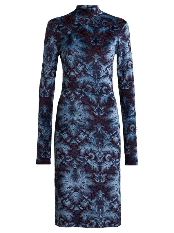 Etro Printed Crepe Midi Dress - Blue