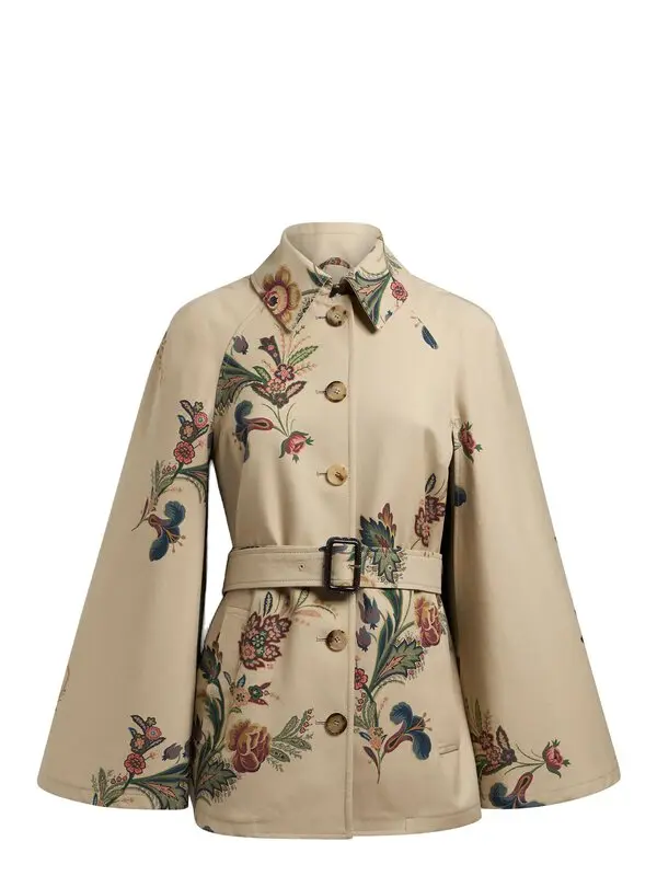 Etro Printed Cotton Cape Coat - Multi