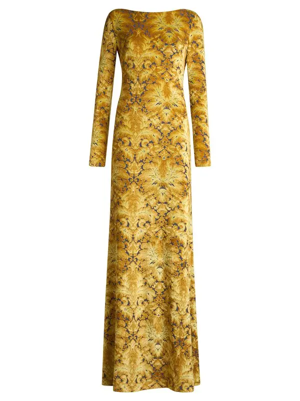 Etro Printed Jersey Maxi Dress - Yellow