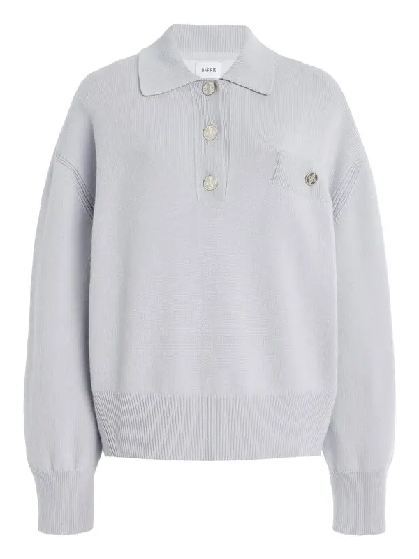 BARRIE Cashmere Polo Sweater - Grey