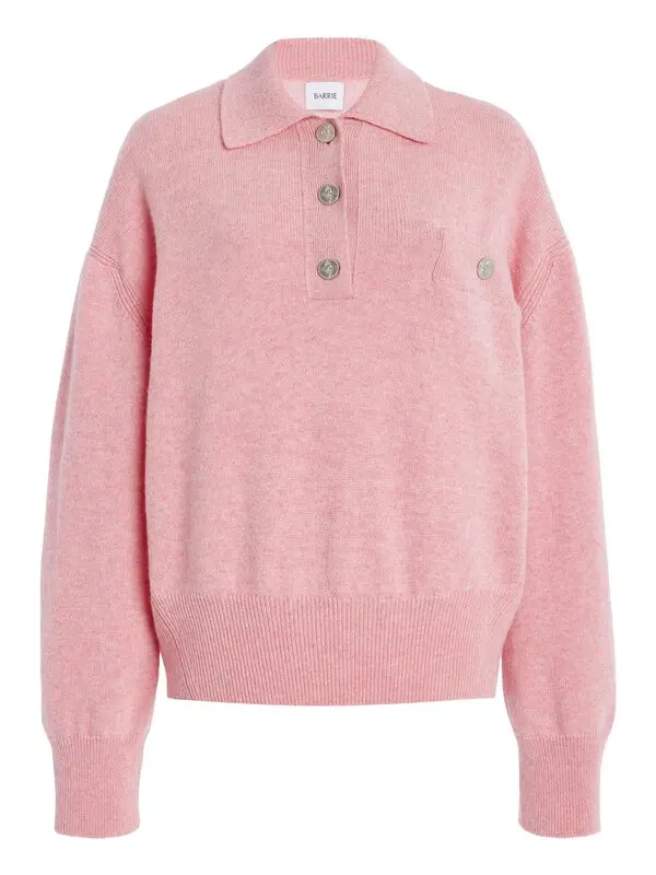 BARRIE Cashmere Polo Sweater - Pink