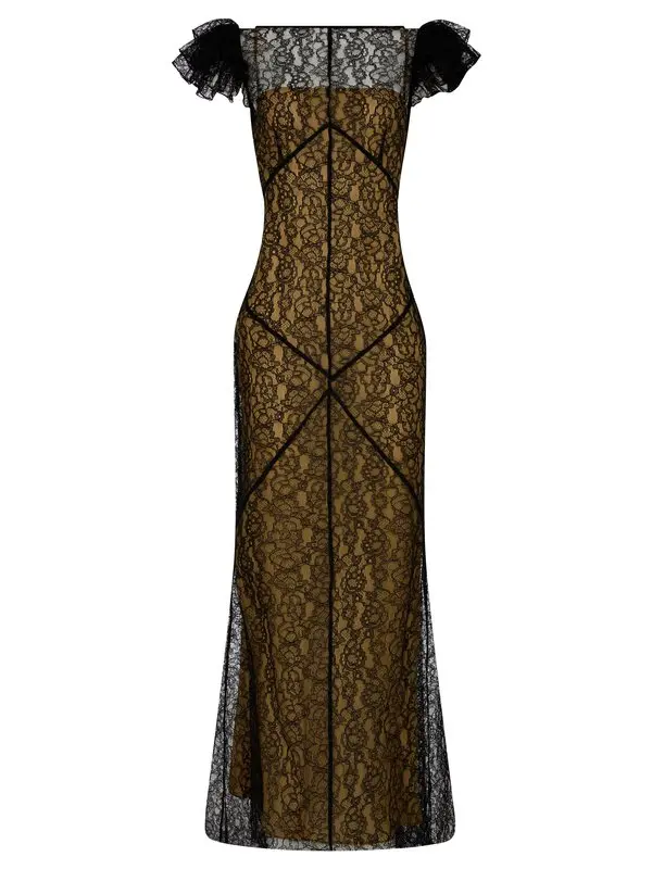 DE LA VALI Nephele Lace Gown - Black