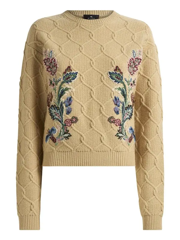 Etro Embroidered Wool-cashmere Sweater - Nude