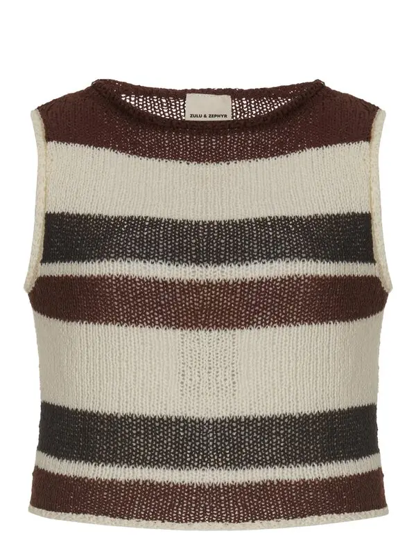 ZULU & ZEPHYR Striped Cotton-blend Knit Top - Multi
