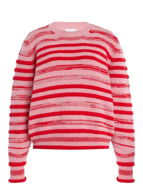 BARRIE Ruffled Striped Cashmere Pullover - Stripe