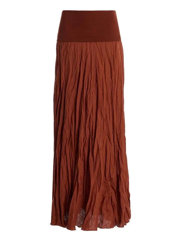 Johanna Ortiz Light And Sound Crinkled Maxi Skirt - Brown