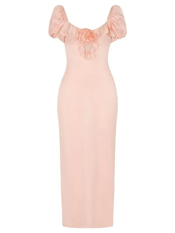 DE LA VALI Eden Ruffled Maxi Dress - Pink