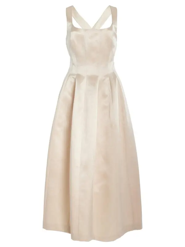 Philosophy Di Lorenzo Serafini Duchesse Satin Corset Midi Dress - Ivory