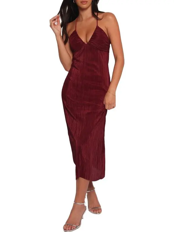 PETAL & PUP Safi Plissé Slipdress - Wine