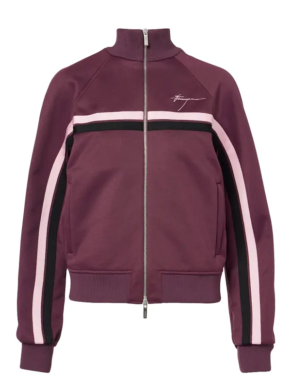 FERRAGAMO Logo Striped Jersey Track Jacket - Burgundy