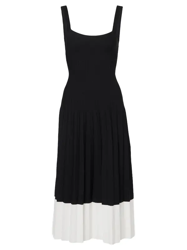Staud Ellison Knitted Midi Dress - Black