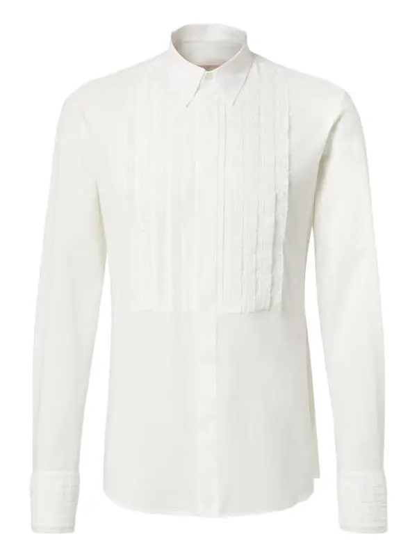 Valentino Garavani Lace-trimmed Cotton Muslin Tuxedo Shirt - White