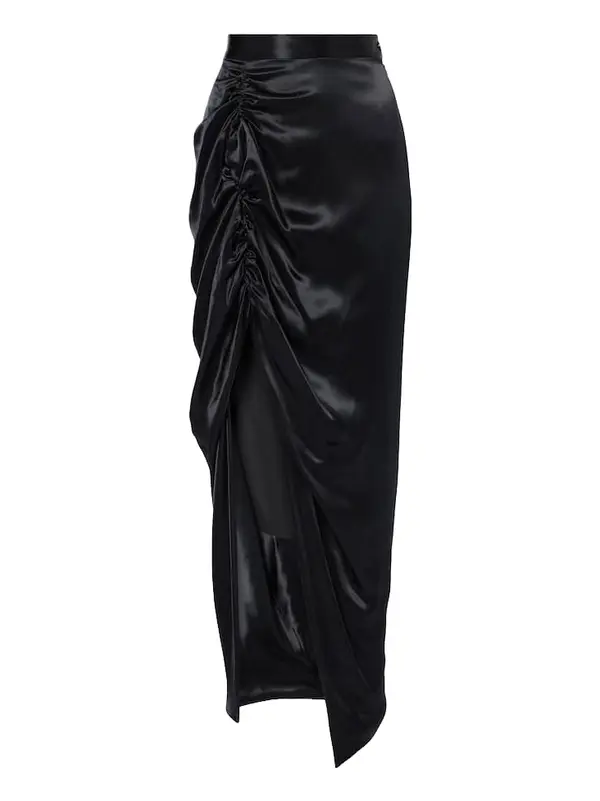 VIVIENNE WESTWOOD Gathered Satin Midi Skirt - Black