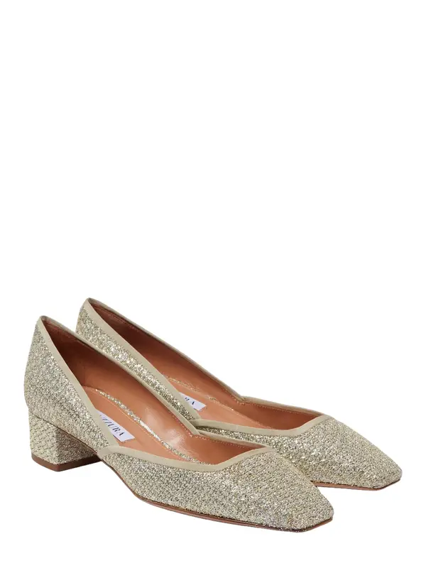 AQUAZZURA Maia 35 Tweed Pumps - Silver