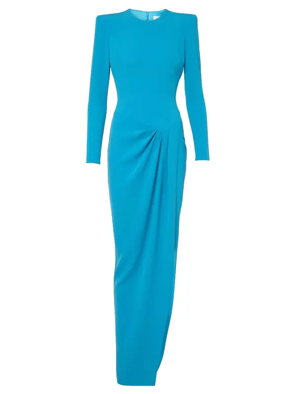 Alex Perry Draped Asymmetric Gown - Blue