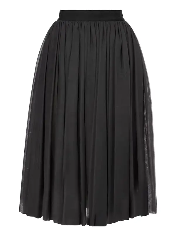 Dolce & Gabbana Gathered Tulle Midi Skirt - Grey