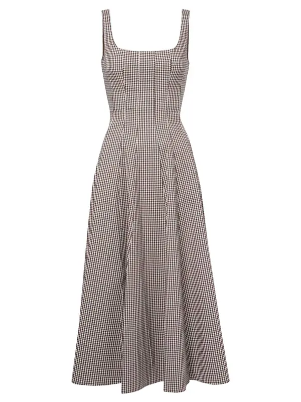 Staud Wells Checked Midi Dress - Multicoloured