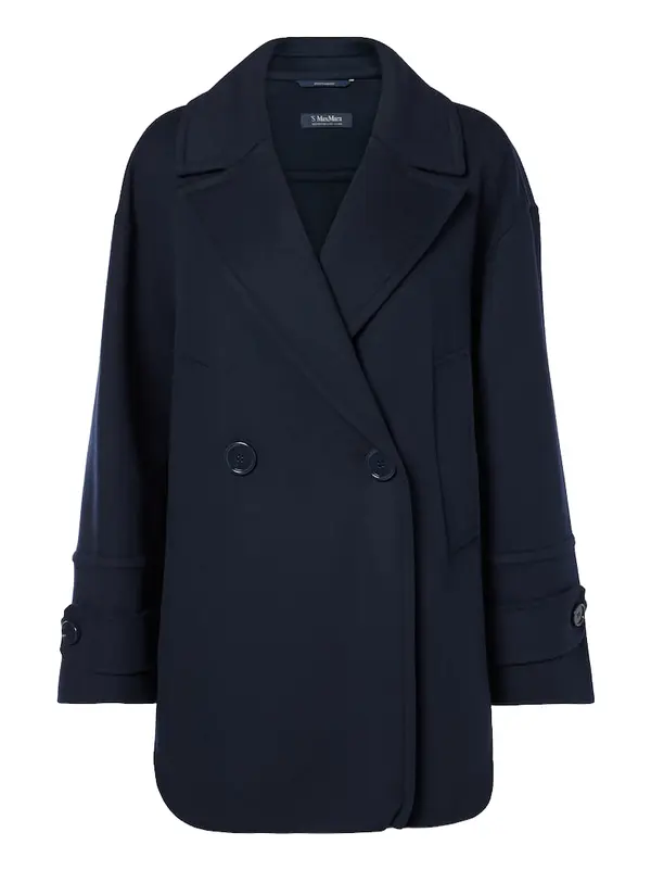 Max Mara Double-breasted Virgin Wool Jacket - Blue