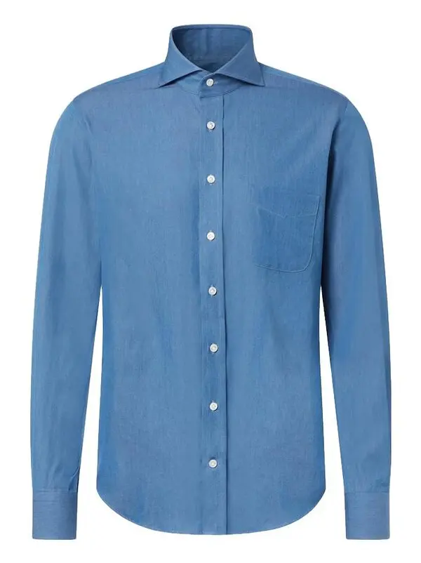 Thom Sweeney Cotton Chambray Shirt - Blue