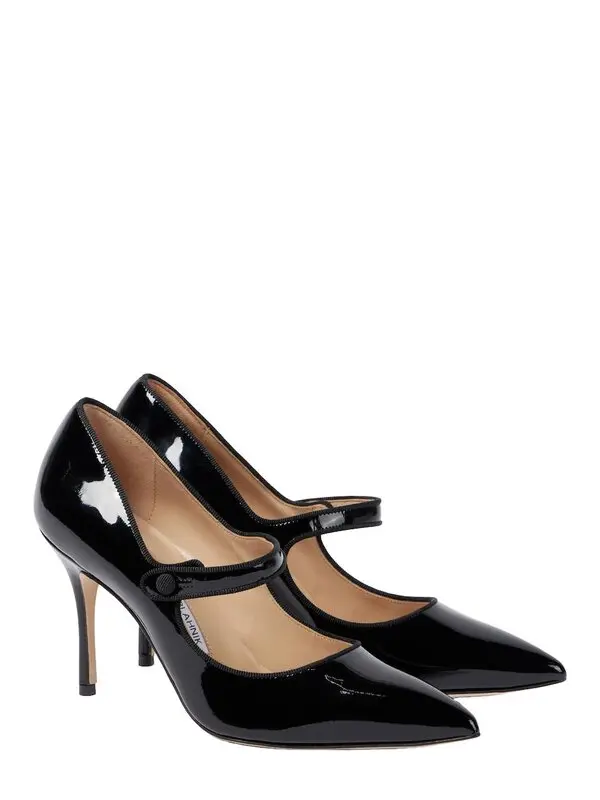 Manolo Blahnik Campari 90 Patent Leather Pumps - Black