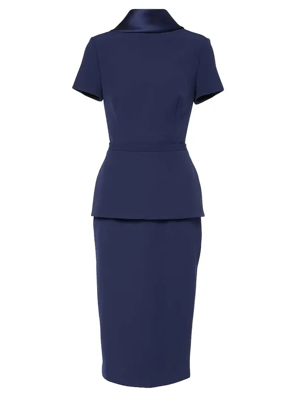 Safiyaa Satin-trimmed Crêpe Midi Dress - Blue