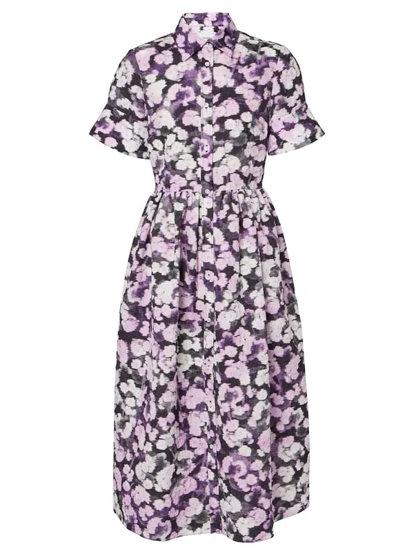 Erdem Floral Shirt Dress - Purple