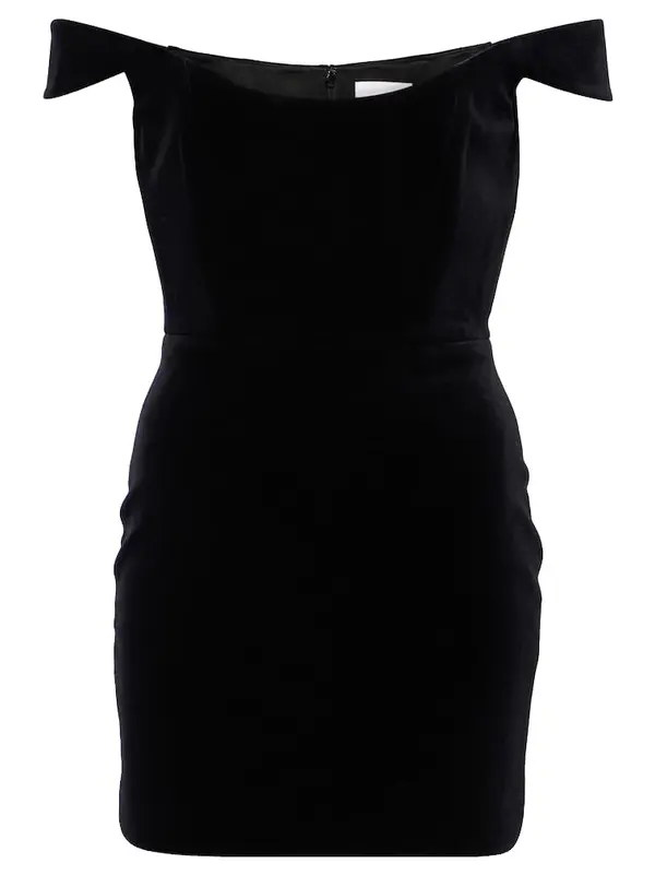 Alex Perry Off-shoulder Velvet Bustier Dress - Black