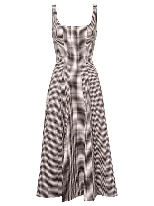 Staud Wells Checked Midi Dress - Multicoloured