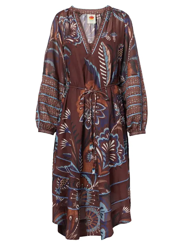 Farm Rio Delicate Garden Printed Maxi Dress - Brown