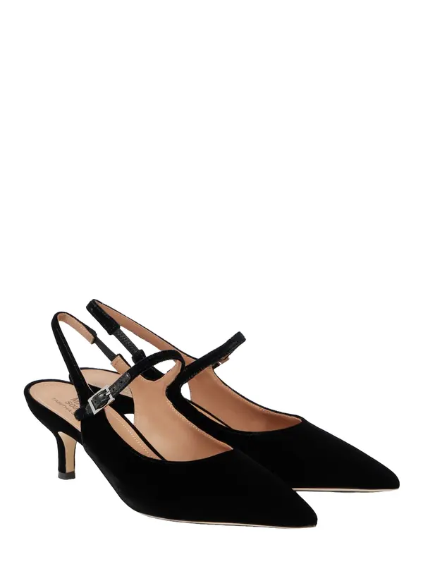 MALONE SOULIERS Karla 45 Velvet Slingback Pumps - Black