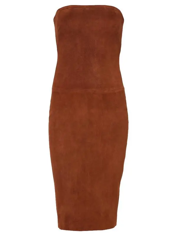 Stouls Monica Strapless Suede Midi Dress - Red