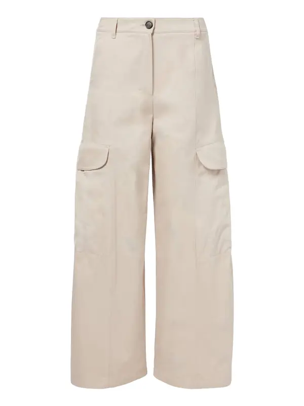 Max Mara Cotton Gabardine Cargo Pants - White