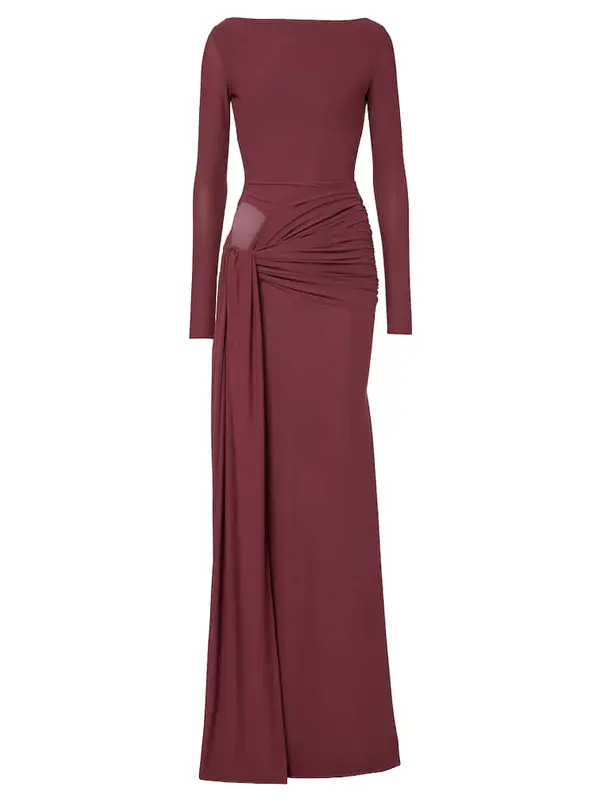 Alex Perry Draped Crêpe Jersey Gown - Burgundy